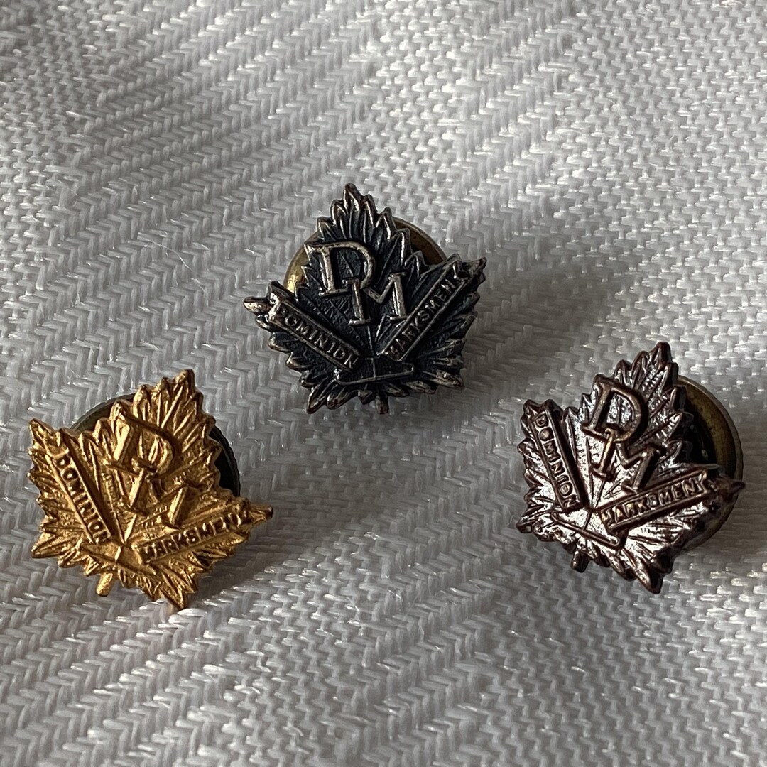 British Dominion WWII Marksmen 3 Pins, Gold Silver Bronze Screw on ...