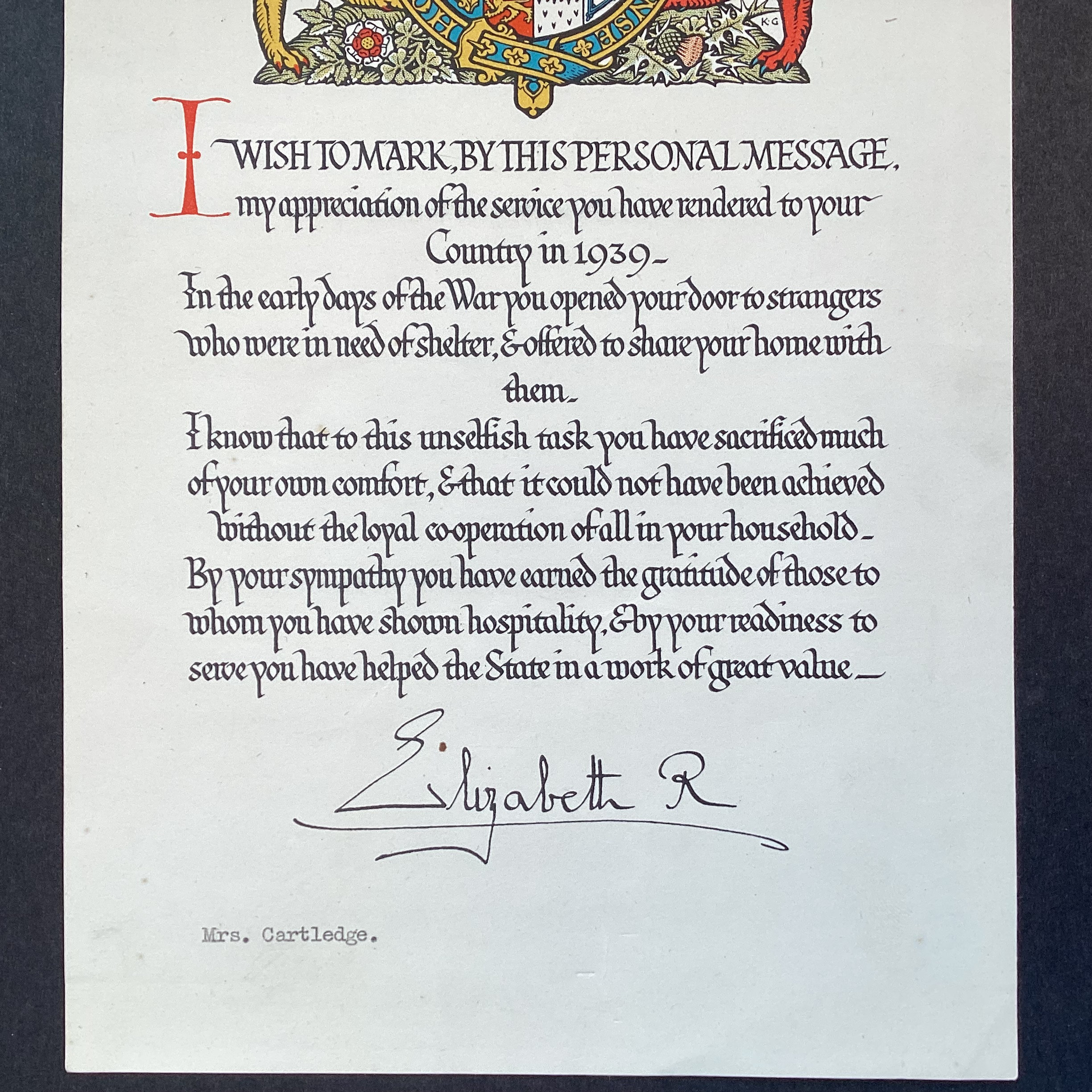1939 Letter From Queen Elizabeth I Signed in Original - Etsy