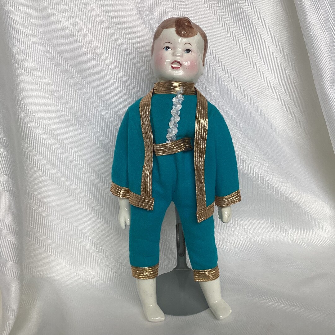 Shackman Boy Porcelain Doll Vintage Original Blue Outfit Made in Japan ...