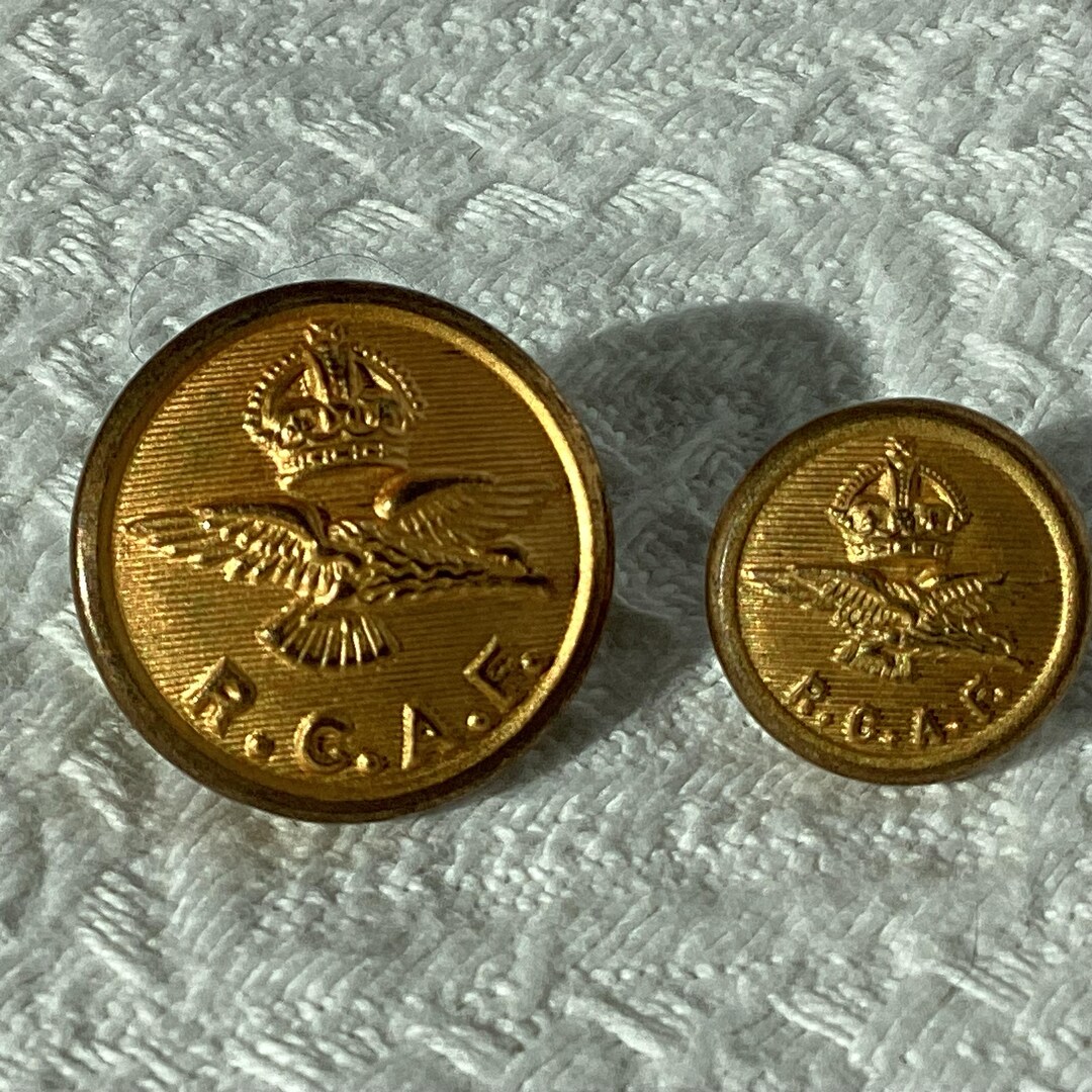 Vintage RCAF Brass 2 Uniform Buttons, King's Crown, Montreal WWII Era ...