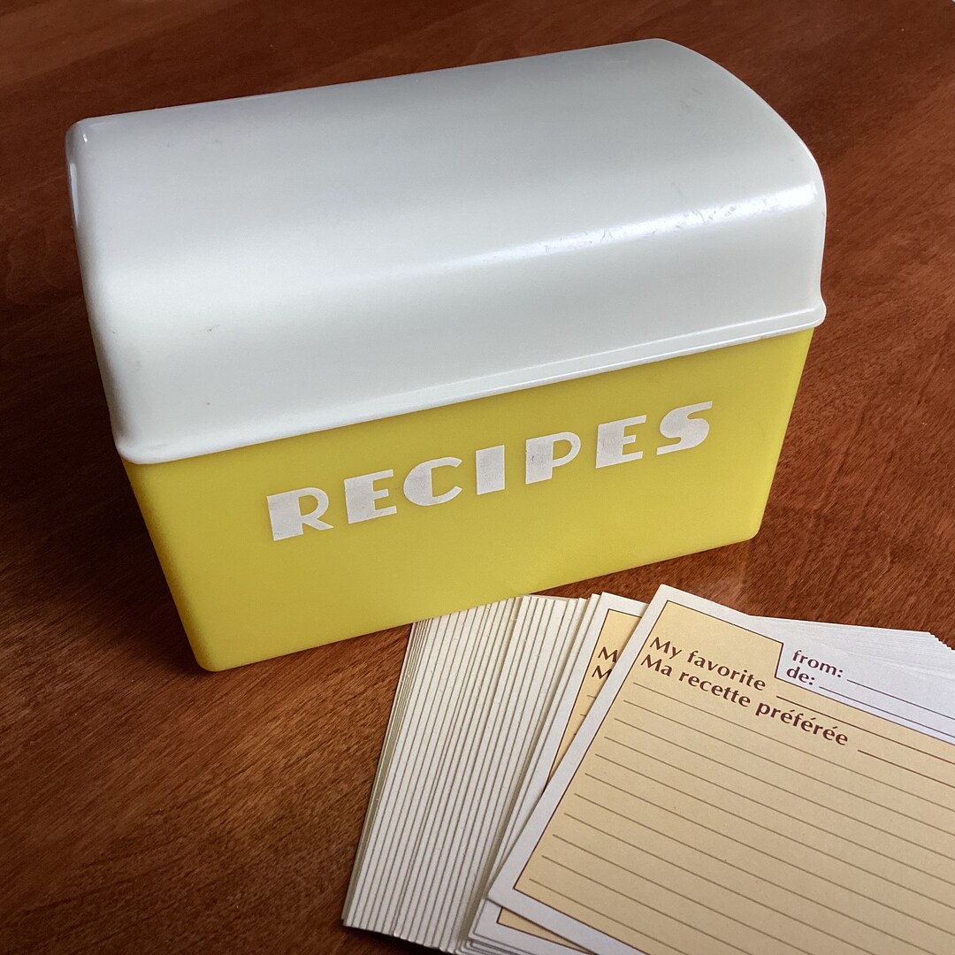 Vintage Lustro-ware Recipe Card Box, Yellow & White Plastic, Vintage ...