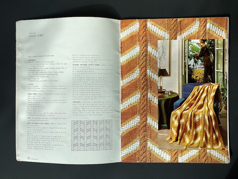 Bernat Afghans Knit and Crochet Pattern Book Vintage 1975 Contemporary ...