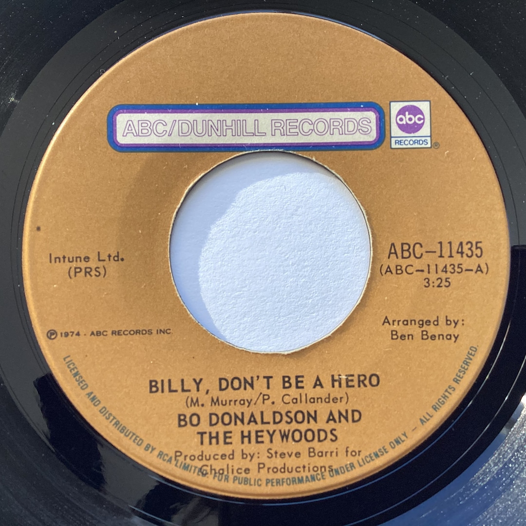 Bo Donaldson & the Heywoods / Billy Don't Be a Hero 45 Rpm - Etsy