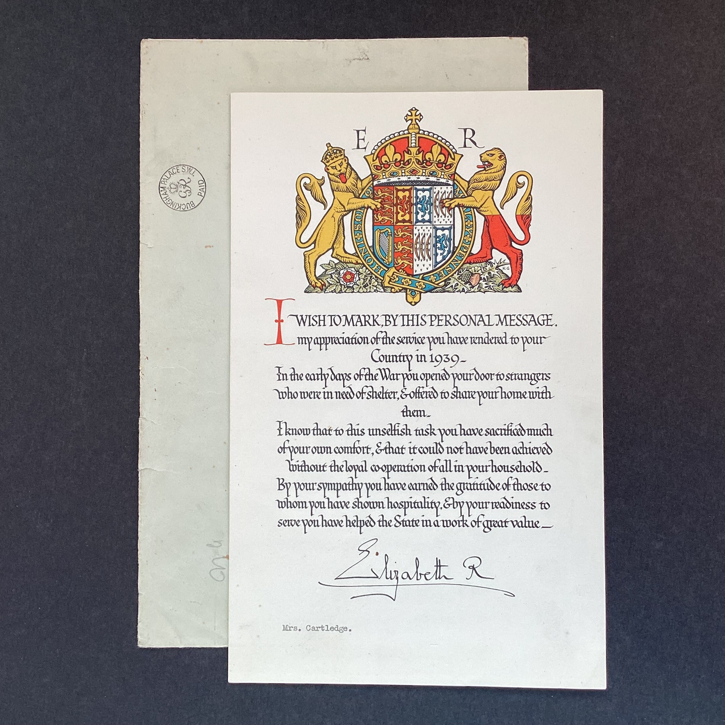 1939 Letter From Queen Elizabeth I Signed in Original - Etsy