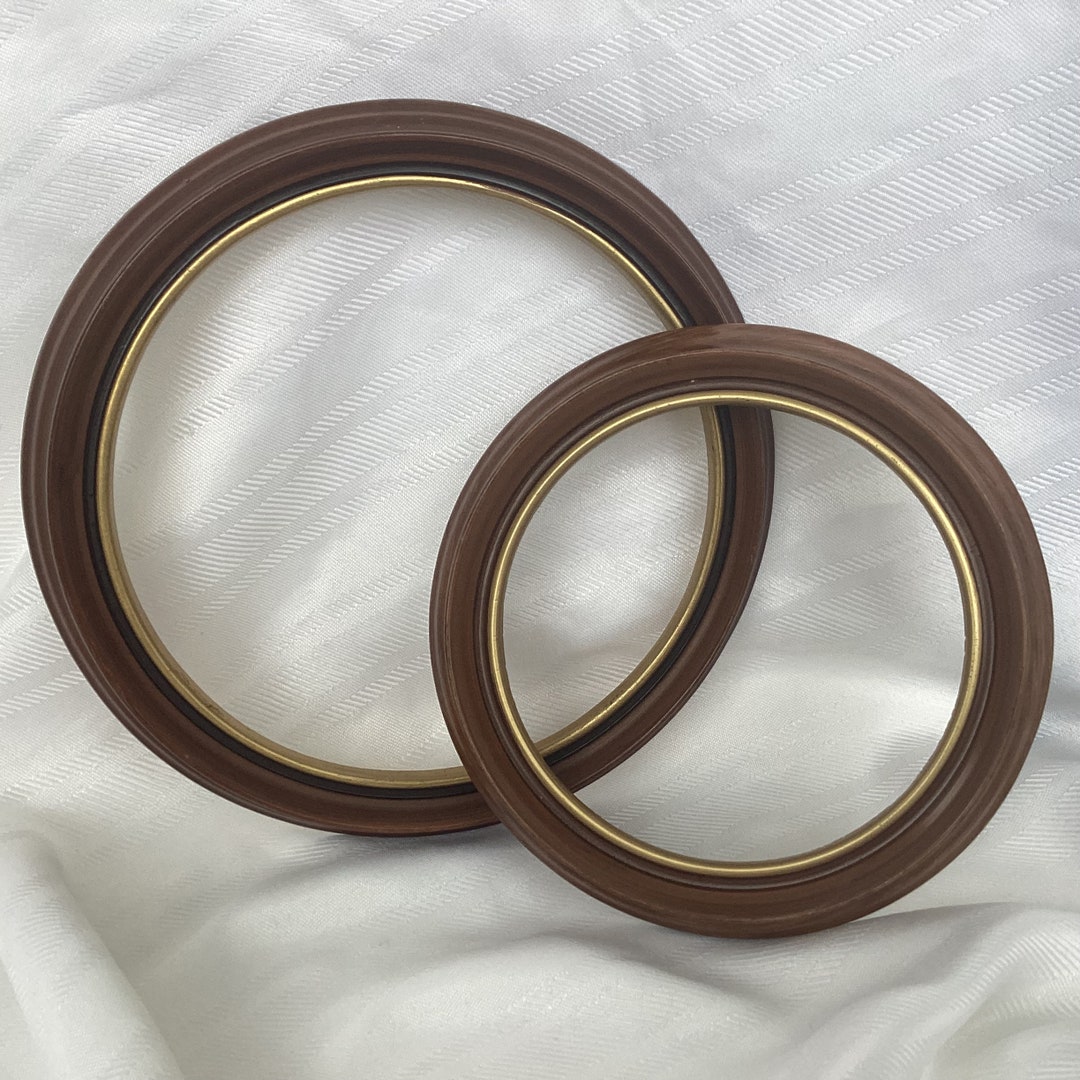 Round Vintage Frames 2, Faux Wood Look, 5.5 and 7.25 Opening, 1990s ...