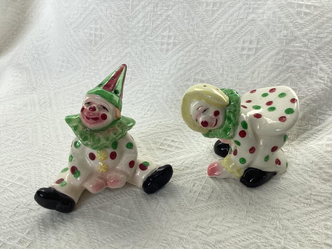 Tumbling Clowns Salt Pepper Shakers, Ceramic, Vintage 1950s 1960s ...