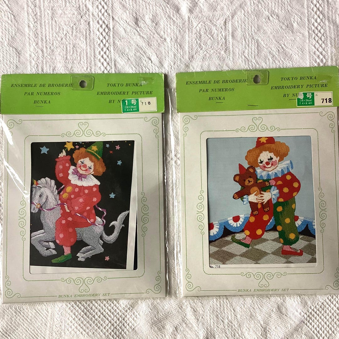 Vintage Bunka Tokyo Embroidery Kit, Clown 716 or 718, Made in Japan - Etsy