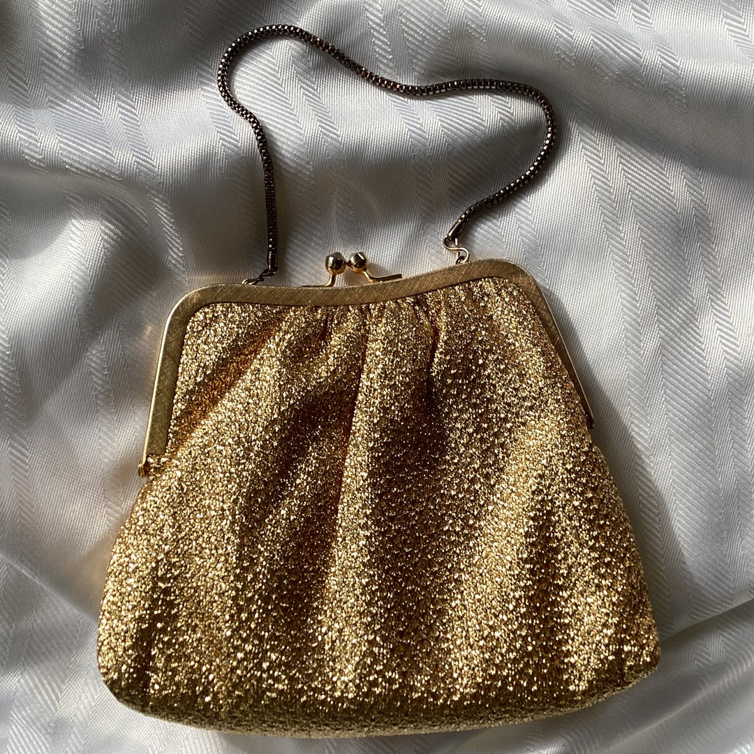 Vintage Gold Evening Purse Du Val Made in Hong Kong 1970s Soft Lame ...