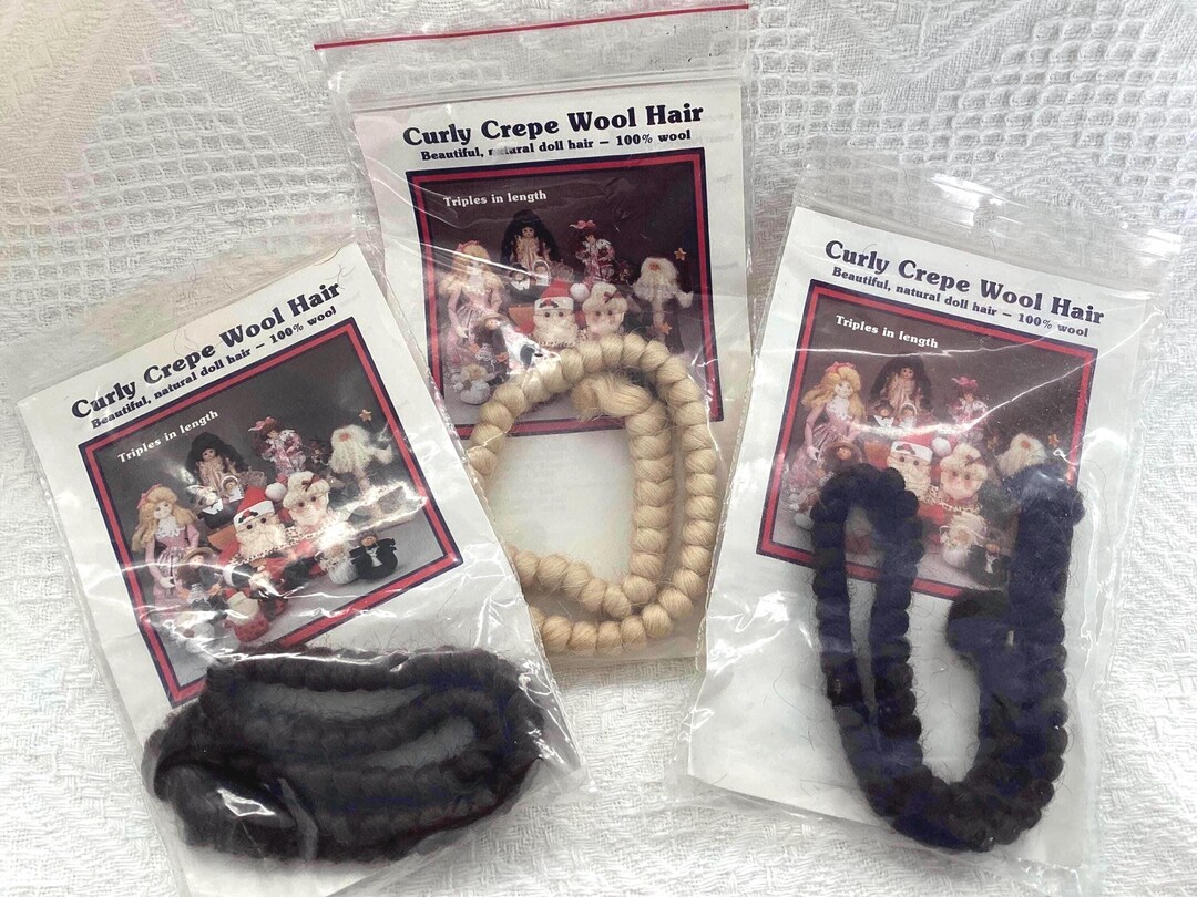 Curly Crepe Wool Craft Hair, Medium or Dark Brown, Natural, Dolls ...