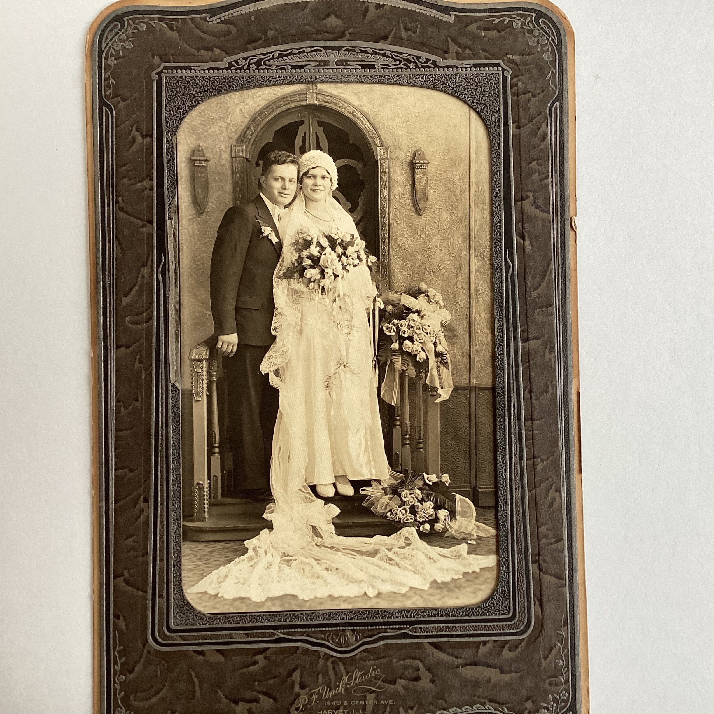 Sepia Bride & Groom Studio Photograph Illinois Intricate - Etsy