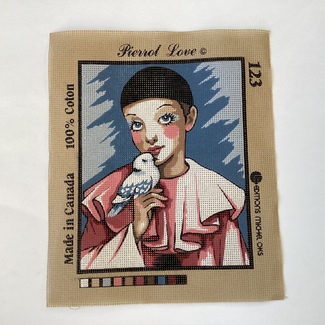 Vintage Needlepoint Pierrot Love, Canvas Made in Canada, Editions ...