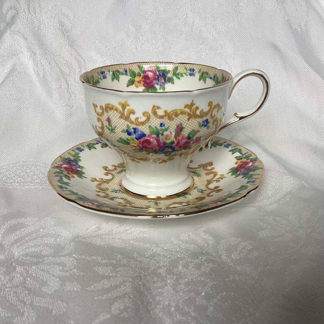 Vintage Paragon Tea Cup and Saucer, 1950s Floral Tapestry, Double ...