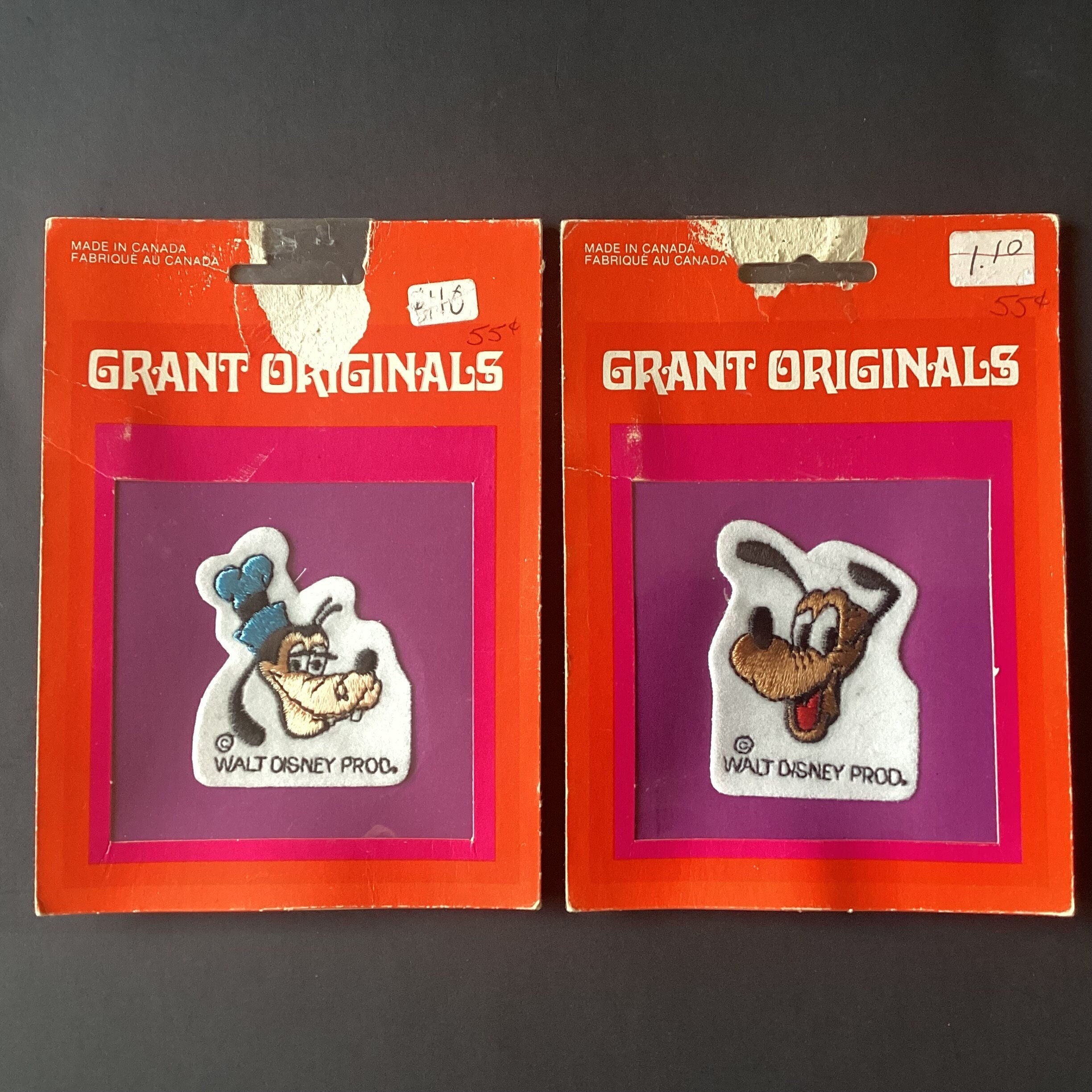 Goofy & Pluto Disney Embroidered Fabric Sew on Patches, Grant Emblems, Vintage 1970s Never ...