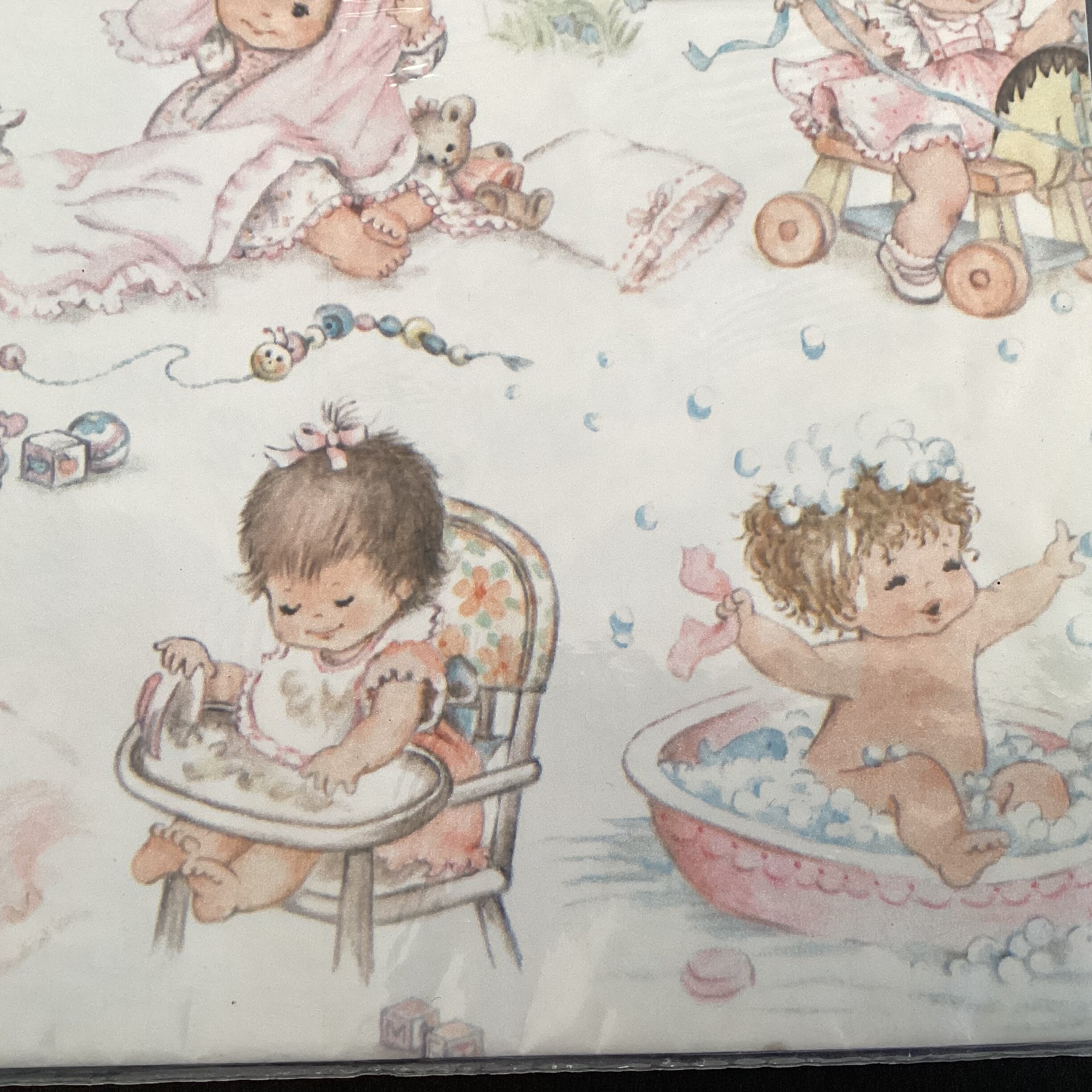 Vintage Baby Wrapping Paper 6 Sheets Assorted Designs Cute Babies Noah ...