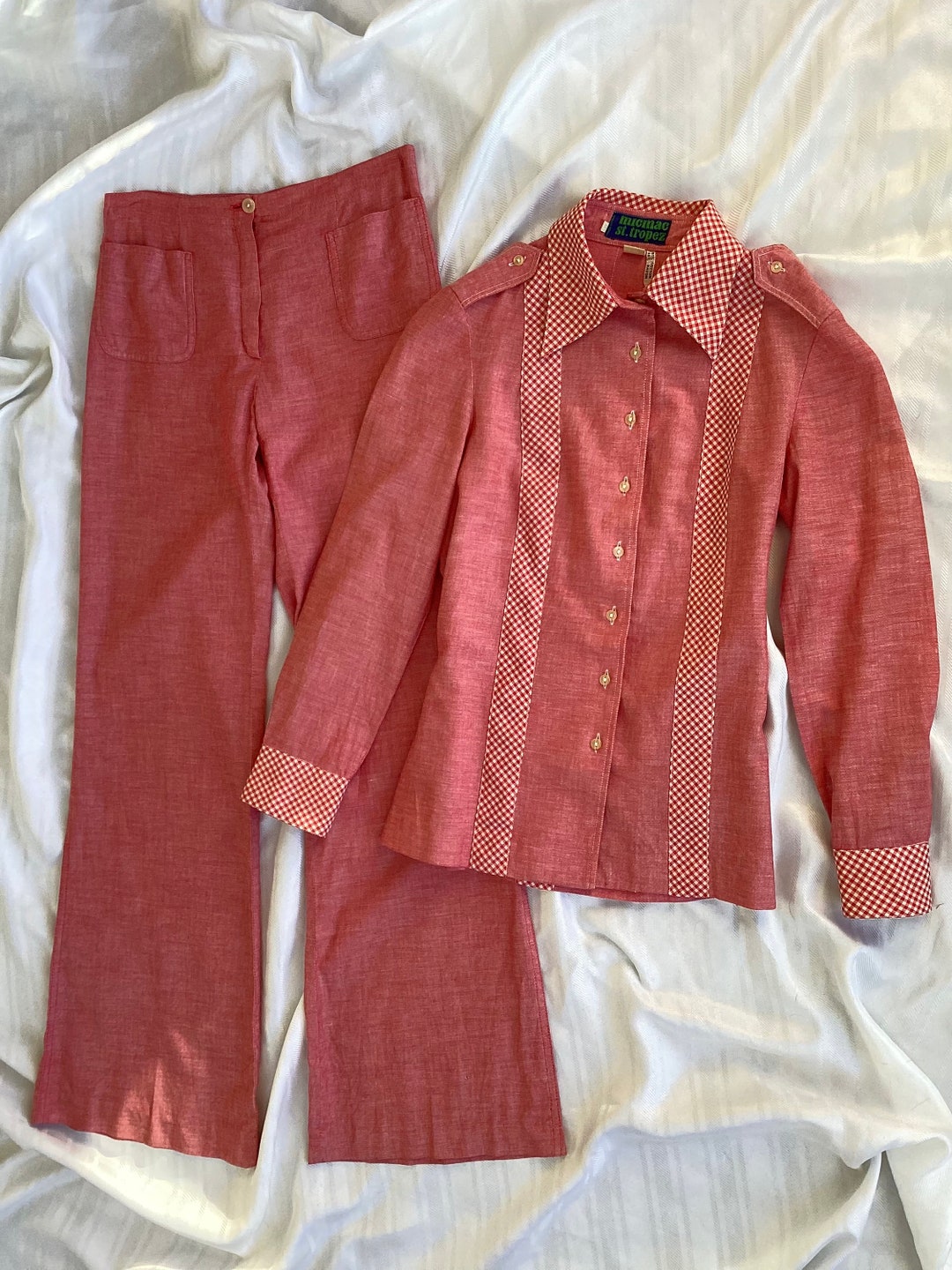 1960s Micmac St Tropez 2 Piece Long Sleeved Tunic & Pant Suit Size ...