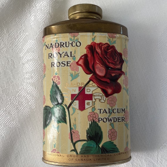 1920s Na-Dru-Co Talcum Powder, Royal Rose, Oval Gold … - Gem