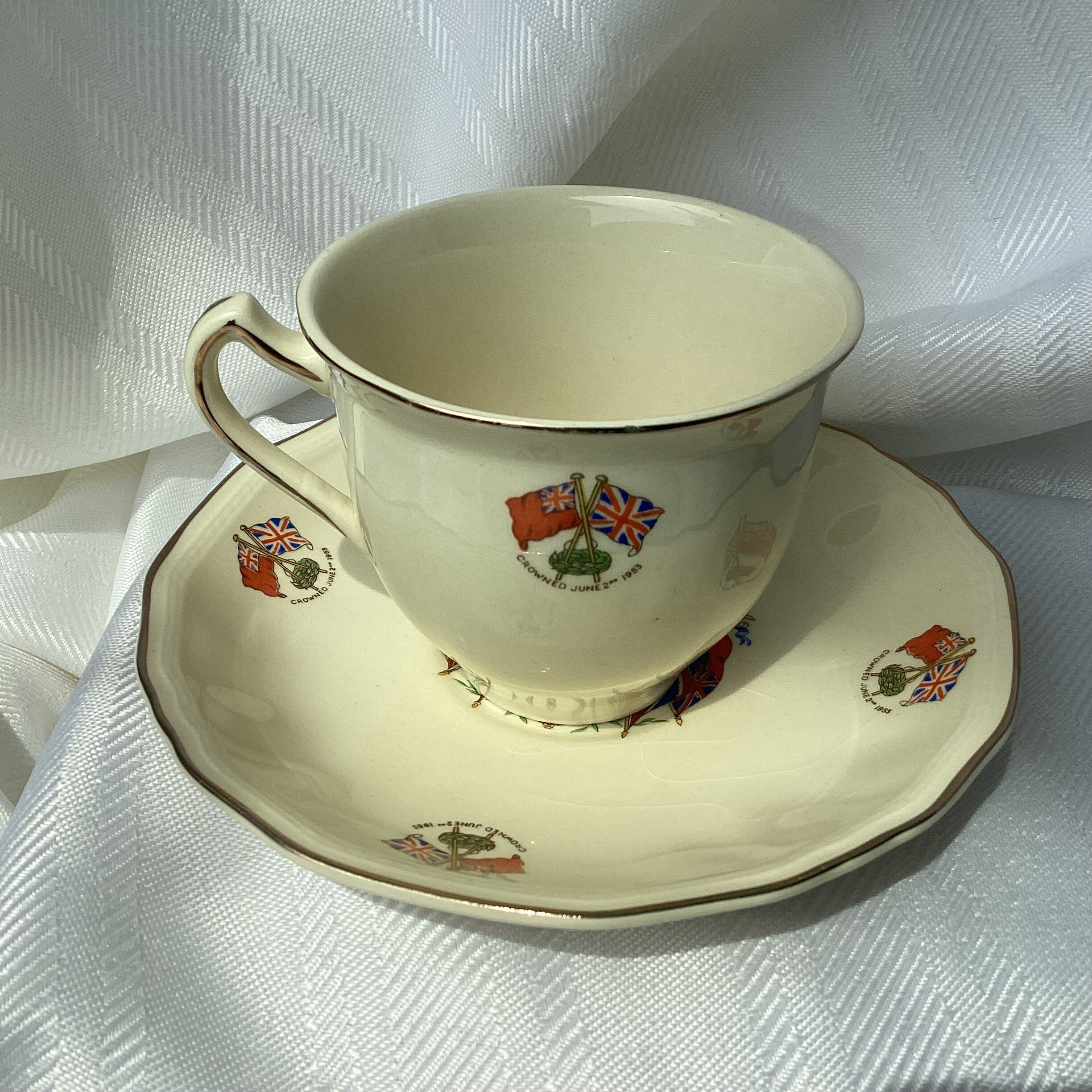 1953 Meakins Coronation Cup Saucer Set Queen Elizabeth British - Etsy
