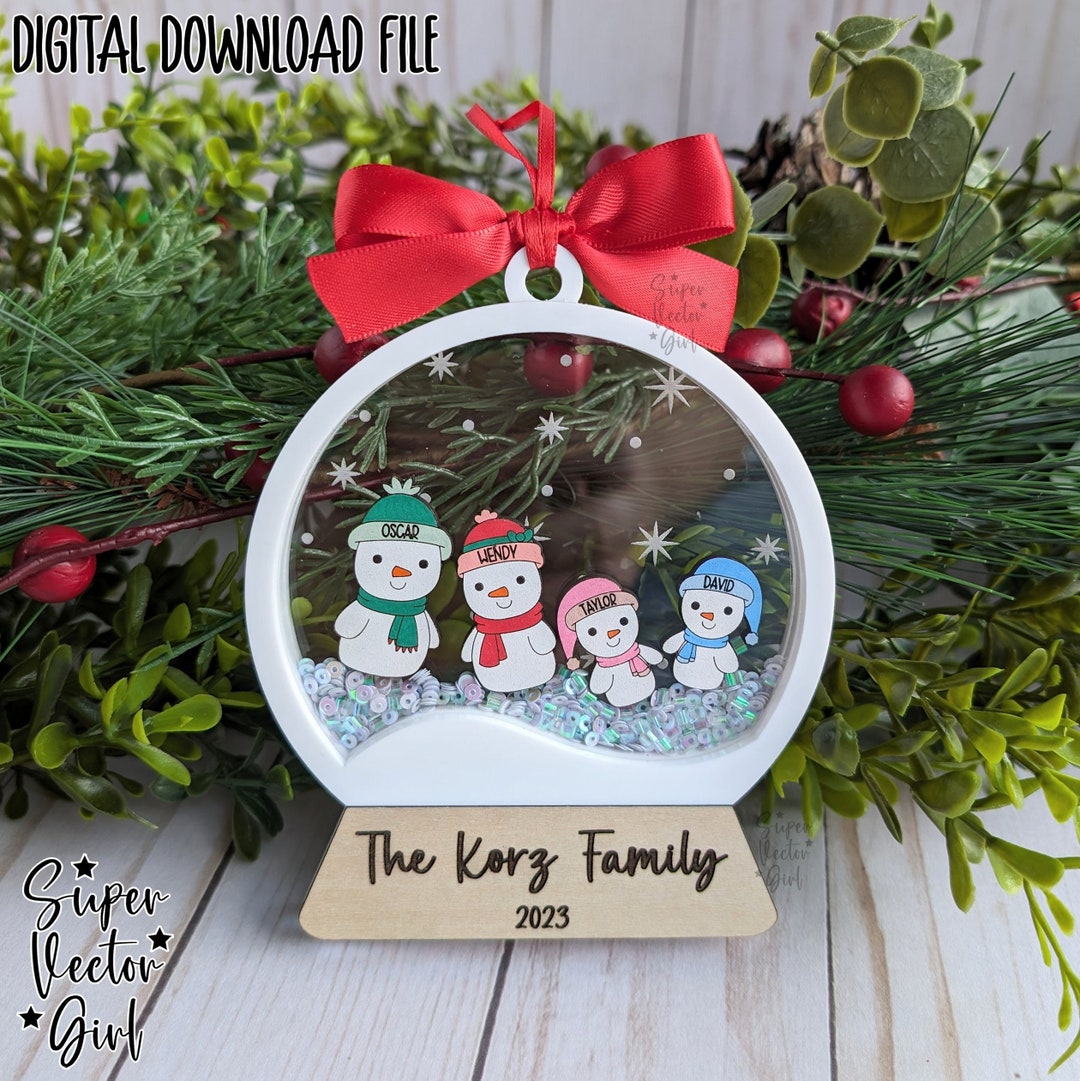 Snow Globe Shaker Snowman Family With Pets Christmas Ornament - Etsy ...