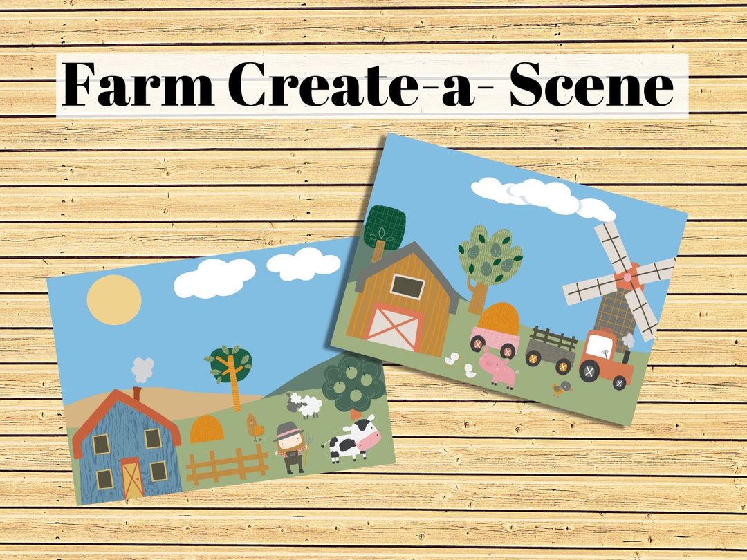 Farm Create-a-scene. Creative Play With 22 Farm Elements and 2 Farm ...