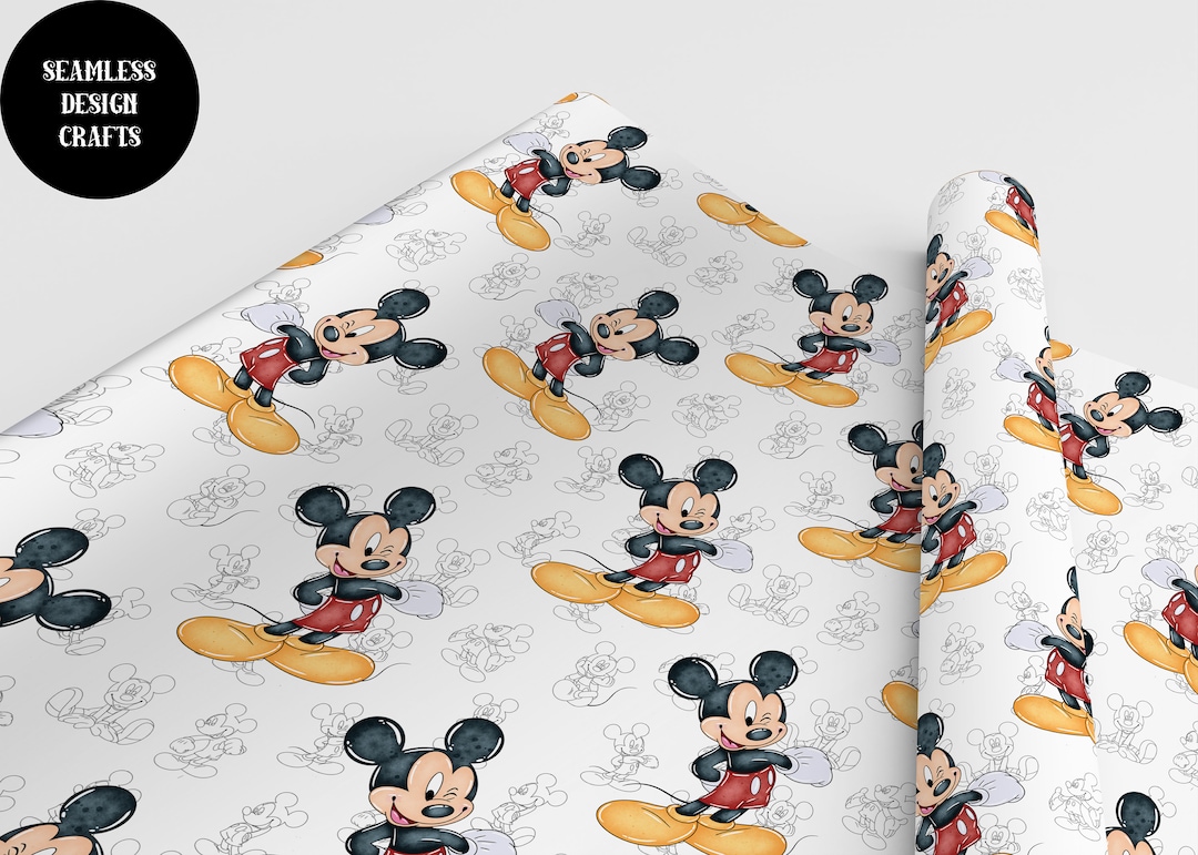 Mickey Seamless Pattern, Mickey Mouse Watercolor Seamless, Mickey ...