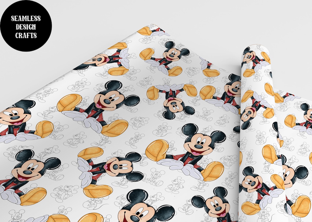 Mickey Seamless Pattern, Mickey Mouse Watercolor Seamless, Mickey ...