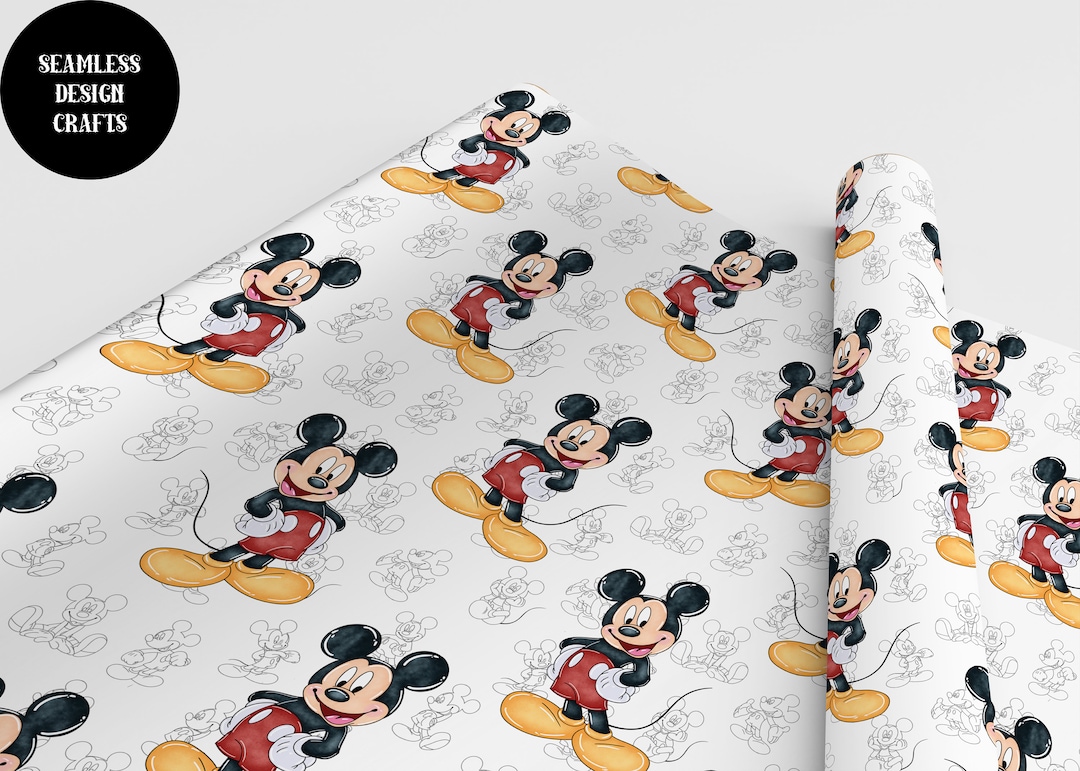 Mickey Seamless Pattern, Mickey Mouse Watercolor Seamless, Mickey ...