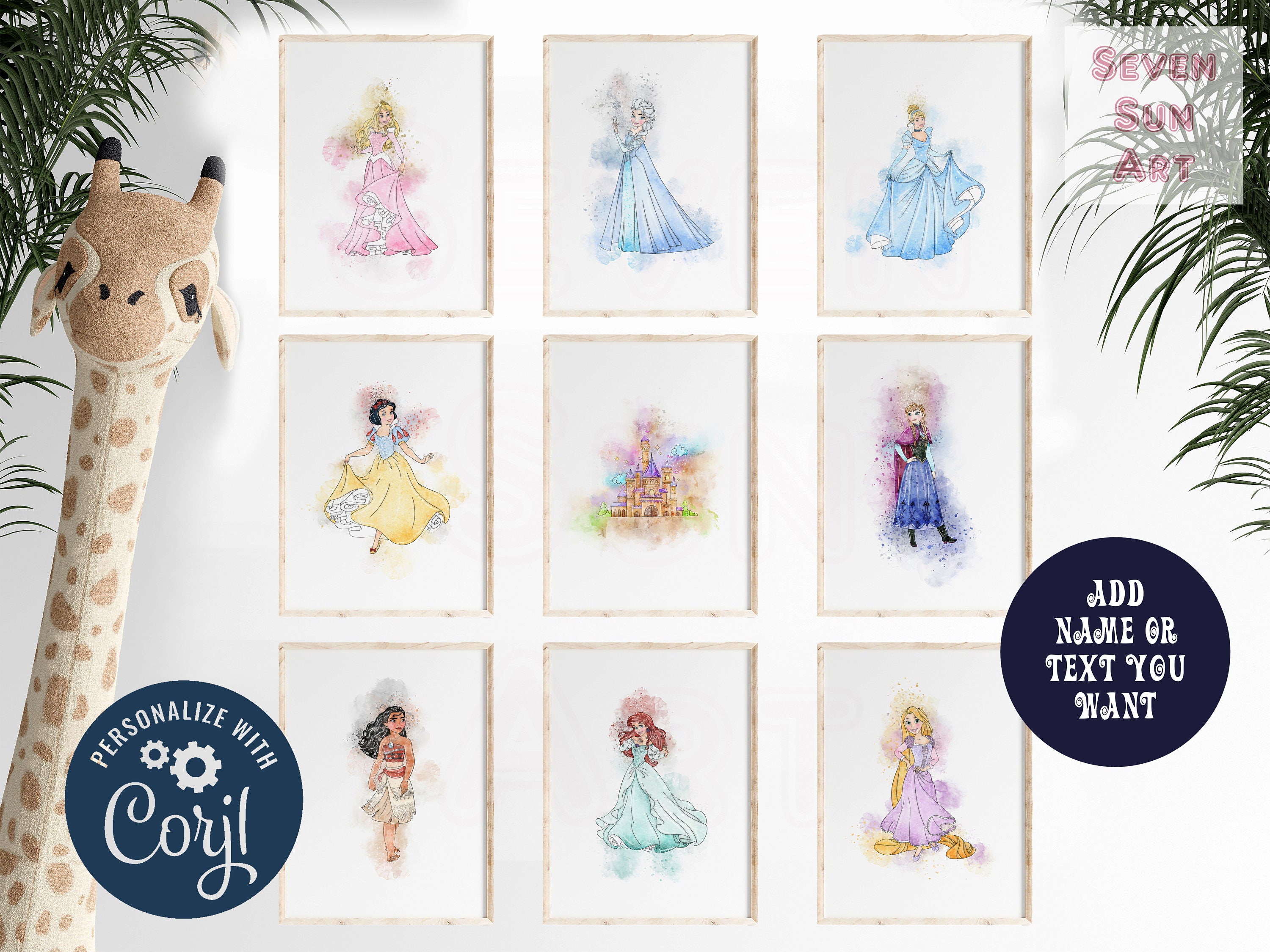 Princess Wall Art, Princess Nursery, Princess Room Decor, Princess Wall ...