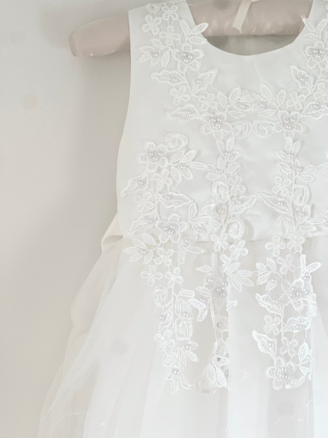 Girls White First Communion Dress, Sleeveless First Communion Gown ...