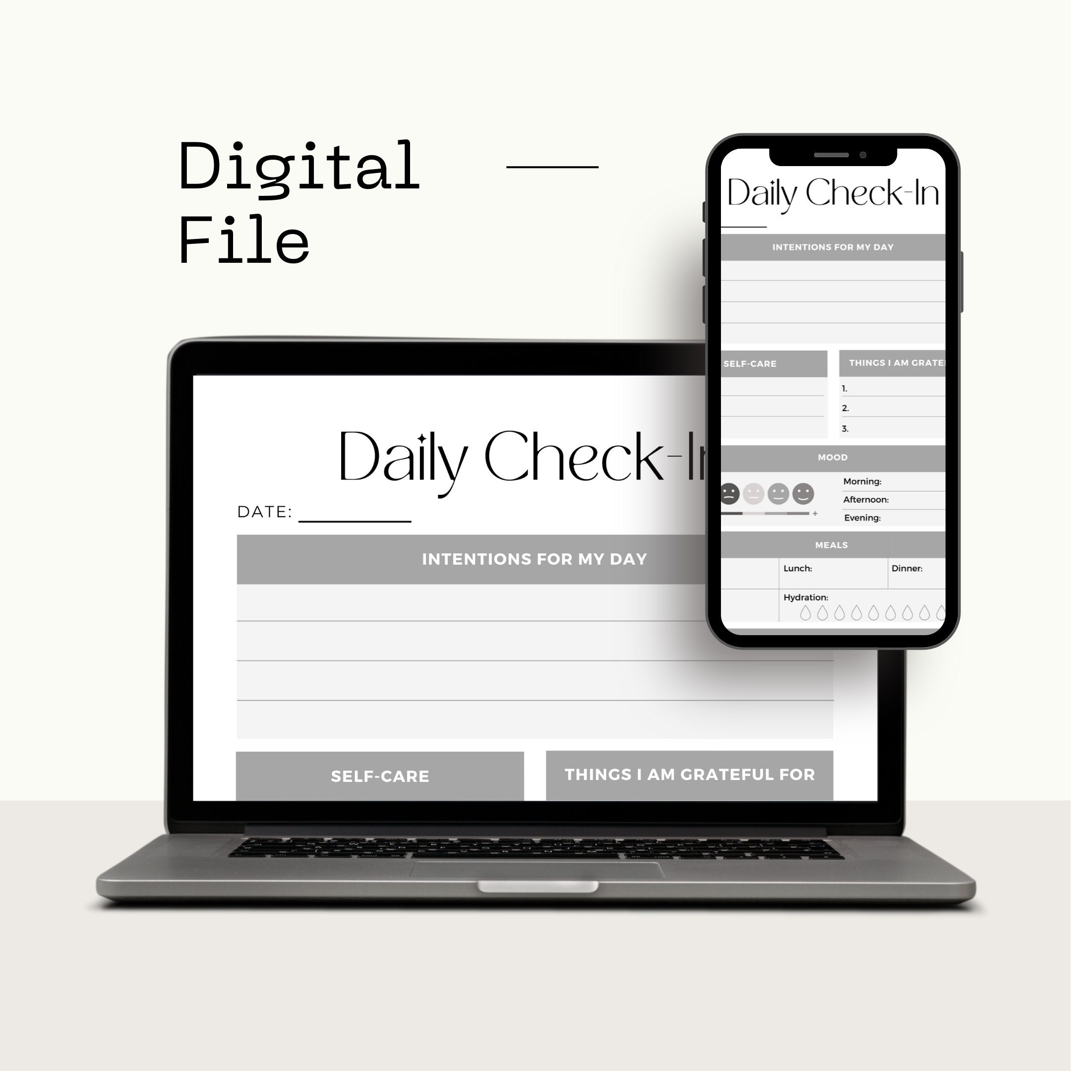 Daily Self-care Check-in and Journal Page, PDF Digital Download ...