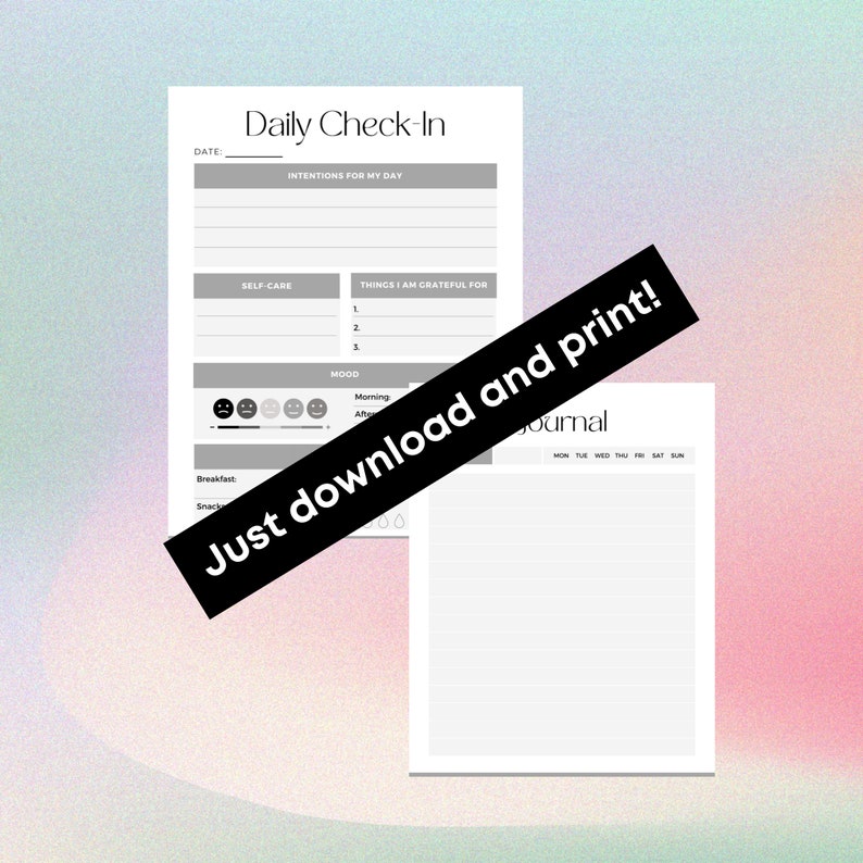 Daily Self-care Check-in and Journal Page, PDF Digital Download ...