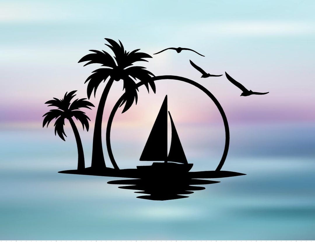 Sailboat Vinyl Decal Sticker|beach Decal|tropical Decal|car Boat Truck ...