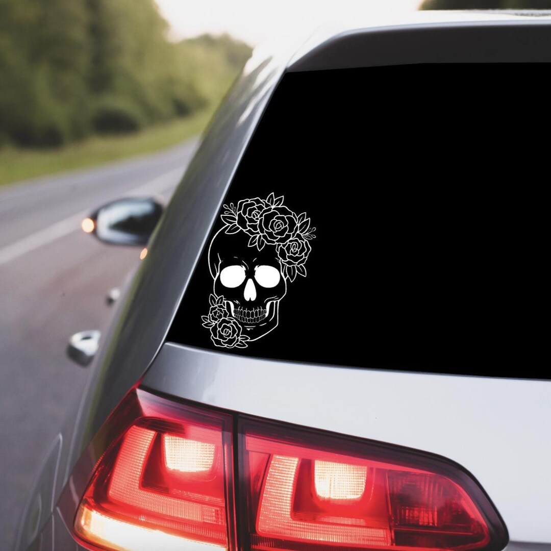 Floral Skull Vinyl Car Truck Decal|skull and Rose Decal|laptop Decal ...