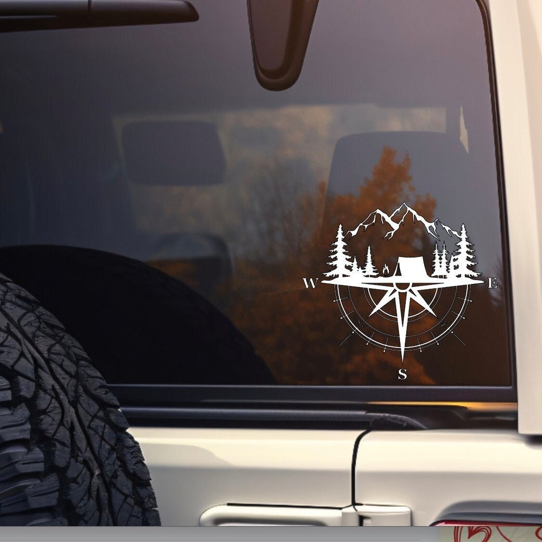Mountain Camping Compass Vinyl Die Cut Decal|outdoorsman|hiking|gift ...