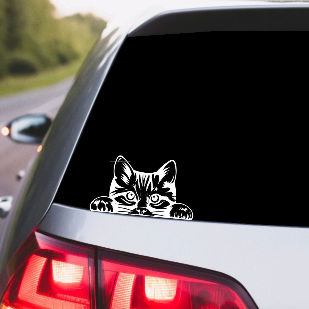 Peeking Cat Vinyl Die Cut Decal|car Window|rear Window|laptop|birthday ...
