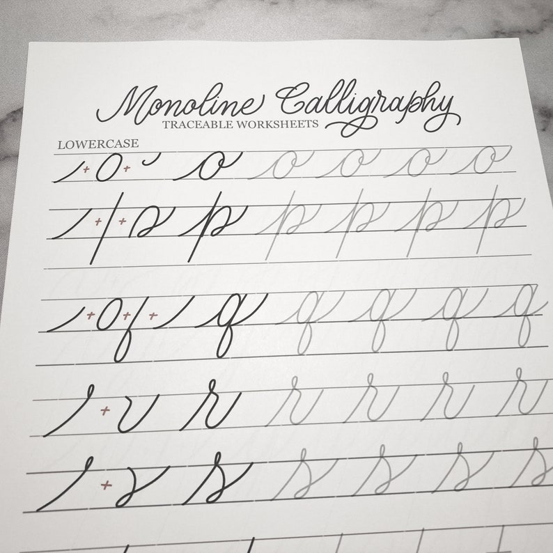 Monoline Calligraphy Traceable Worksheet - Etsy