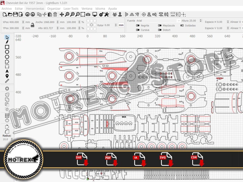 Chevrolet Bel Air 1957 Cnc Laser Cut Files Dxf, Ai, Cdr, Pdf, Svg. Etc ...