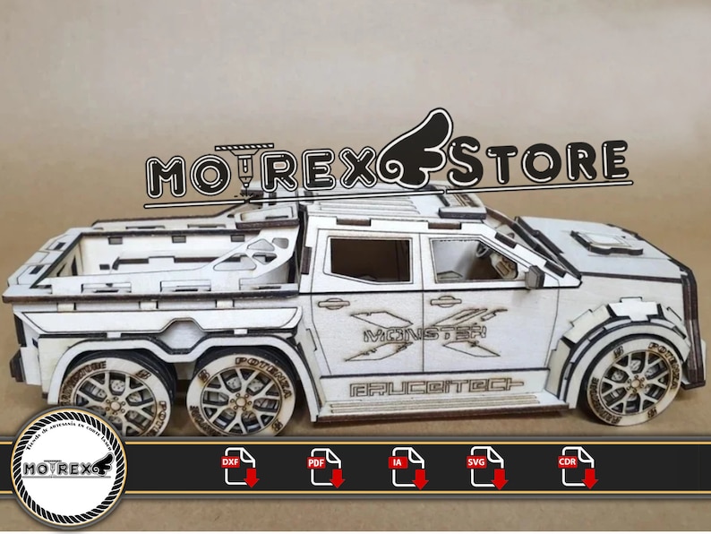 Mercedes X Monster Cnc Laser Cut Dxf, Ai, Cdr, Pdf, Svg Files. Etc ...