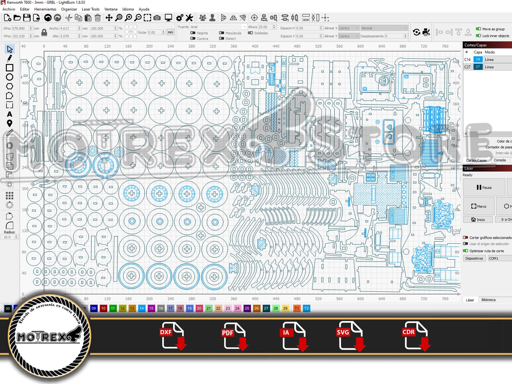 Kenworth T800 Truck Files 3mm Cnc Laser Cut Dxf, Ai, Cdr, Pdf, Svg. Etc ...