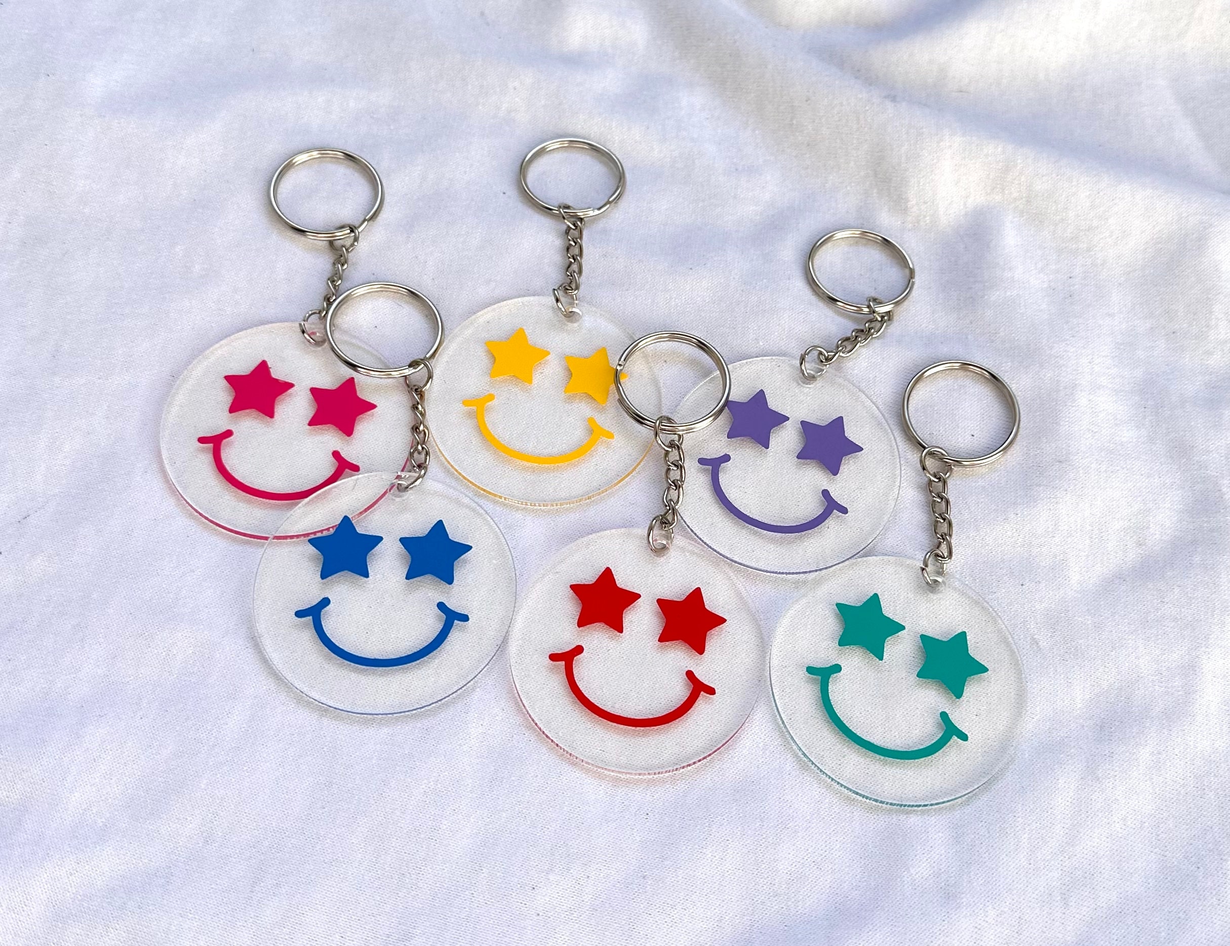 Smiley Face Keychain | Smiley Face Acrylic Keychain | Keychains for ...
