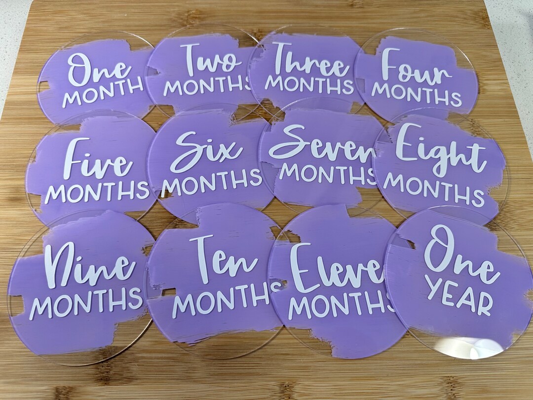 Acrylic Brush Stroke Baby Milestone Discs Personalized Newborn Monthly ...