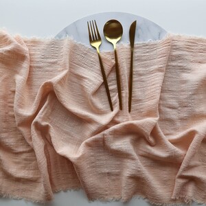 Handmade Peach Cotton Table Runner for Rustic Boho Weddings- Table ...