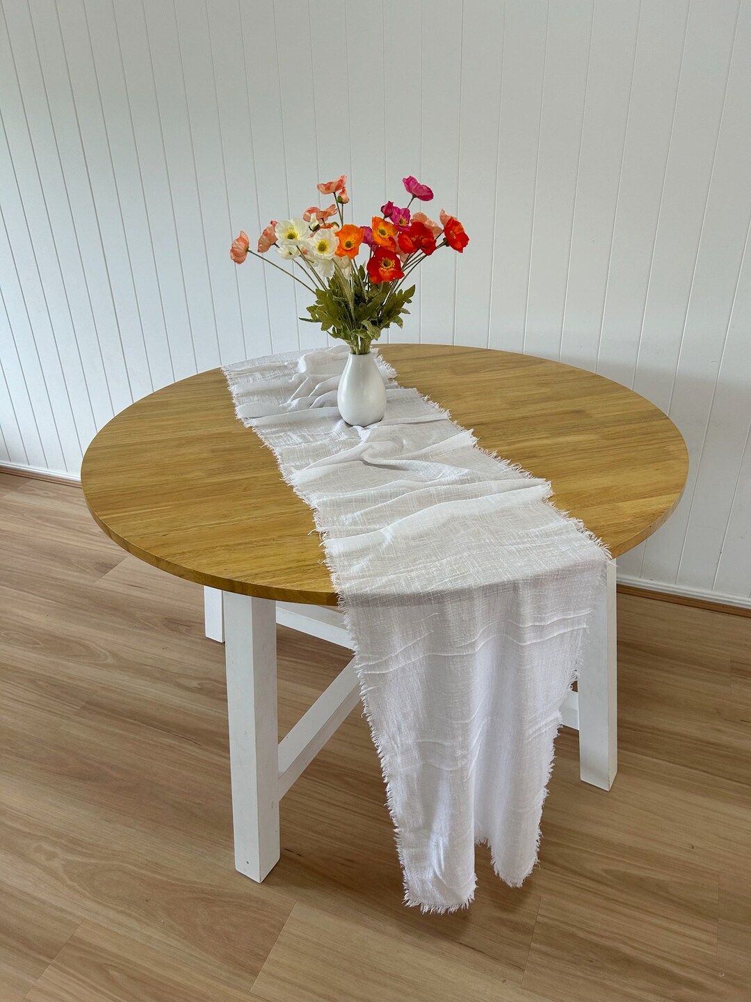Ivory Wedding Table Runner Rustic Cotton Boho Handmade Decor- Table ...