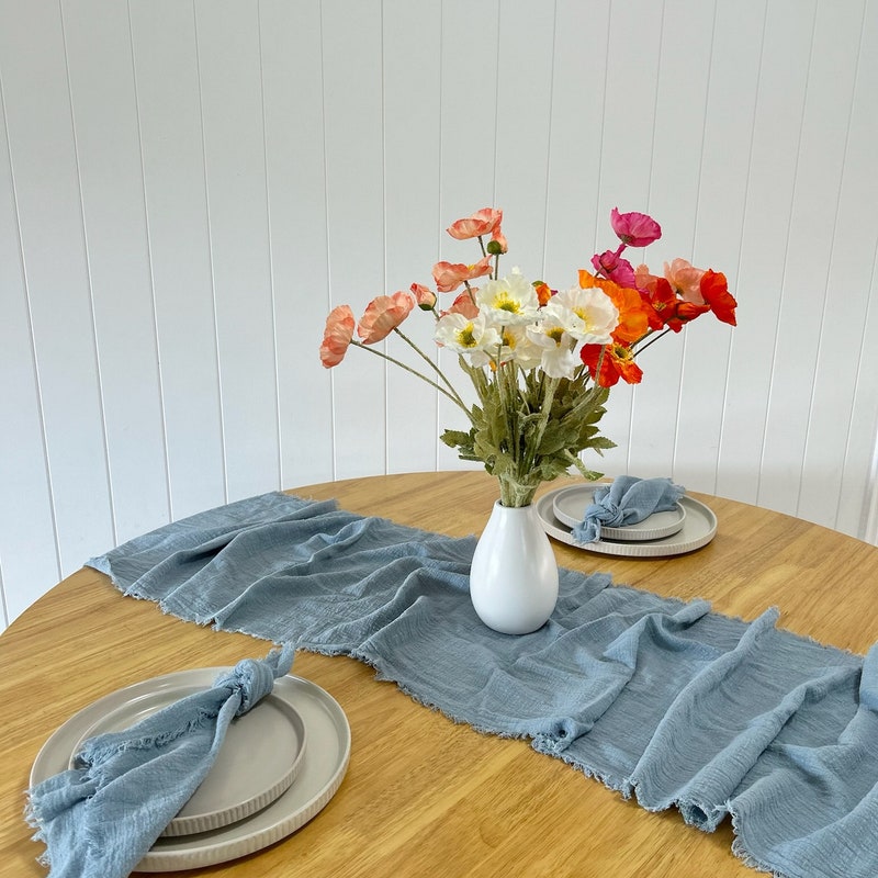 Blue Table Runner - Etsy