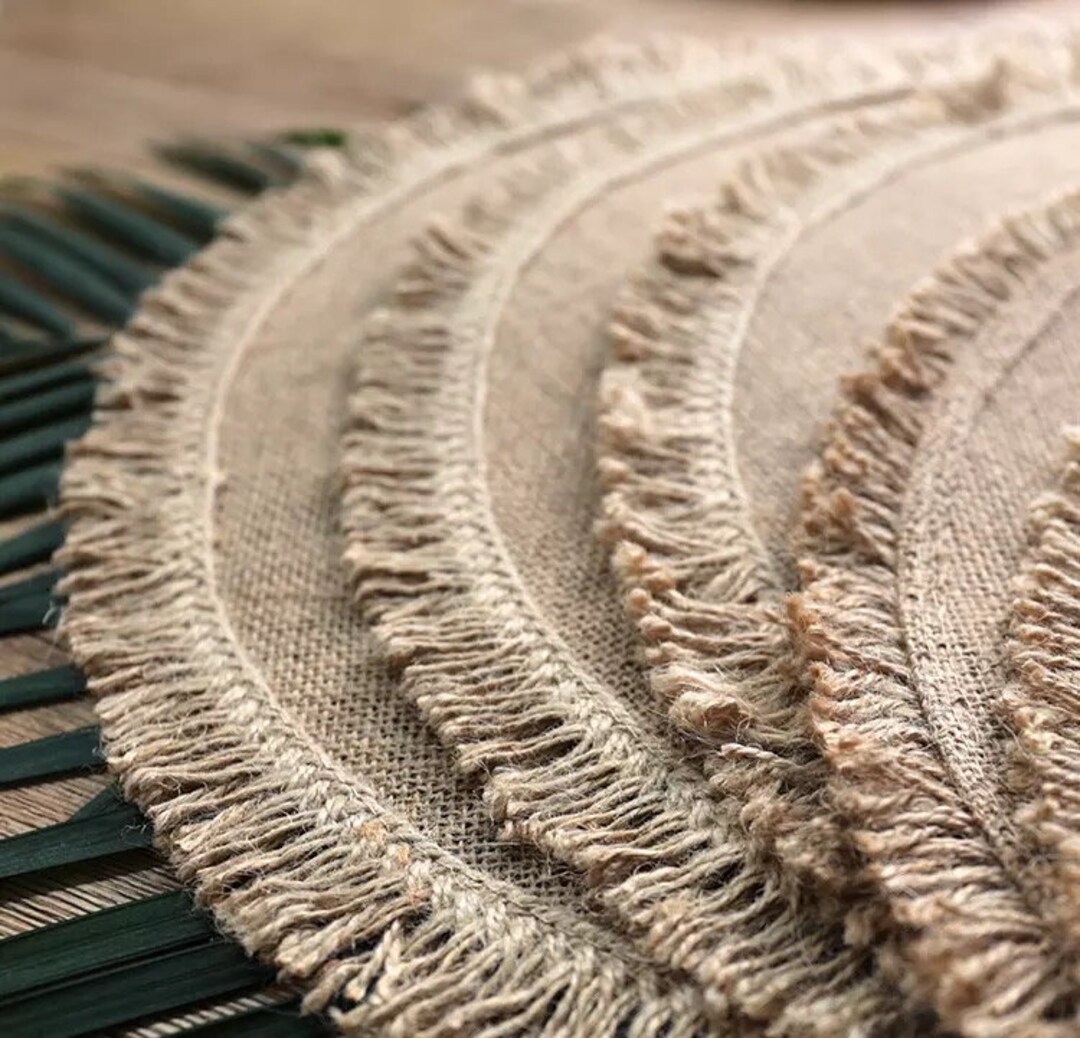 Fringed Rattan Boho Chic Table Setting for Rustic Wedding Decor - Boho ...