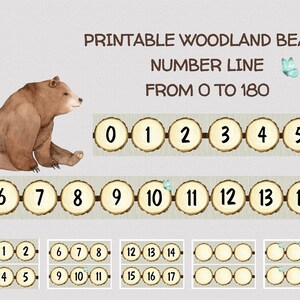 WOODLAND NUMBER LINE for Classroom, Printable Woodland Bear Number Line ...