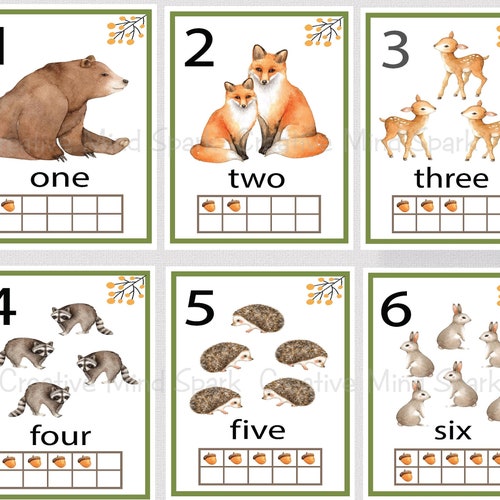 WOODLAND NUMBER POSTERS Printable Woodland Theme Numbers - Etsy
