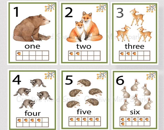 WOODLAND NUMBER POSTERS Printable Woodland Theme Numbers - Etsy