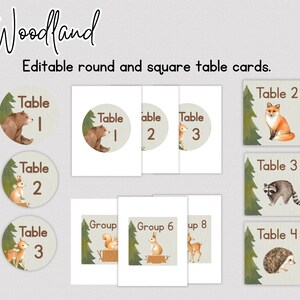 WOODLAND TABLE NUMBERS, Printable Classroom Table Numbers, Editable ...