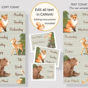 PRINTABLE ROLLING CART Drawer Labels, Editable Woodland Theme Classroom ...