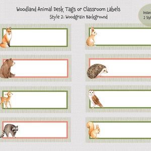 WOODLAND DESK Name Tags, Printable Woodland Desk Name Plates, Classroom ...